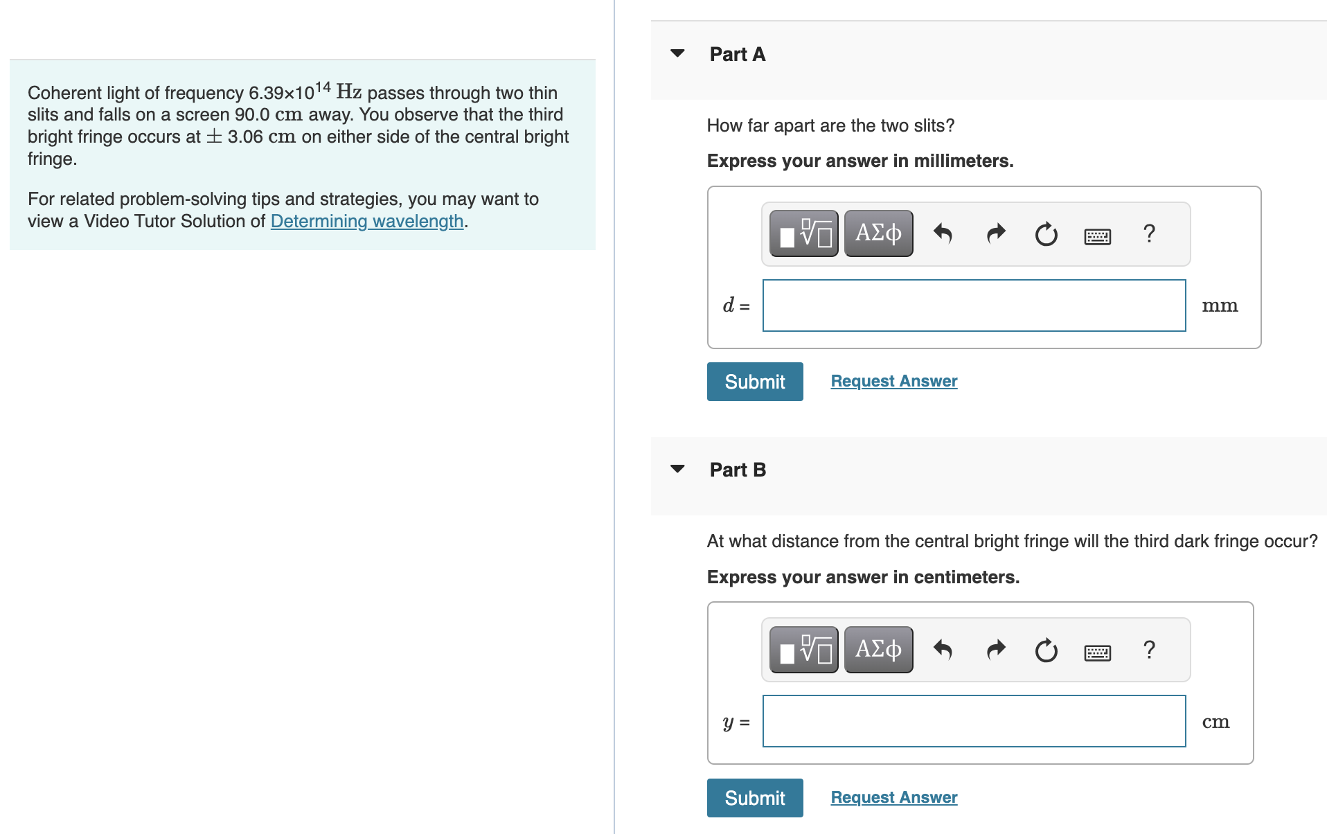 Solved Coherent light of frequency 6.39×1014 Hz passes | Chegg.com