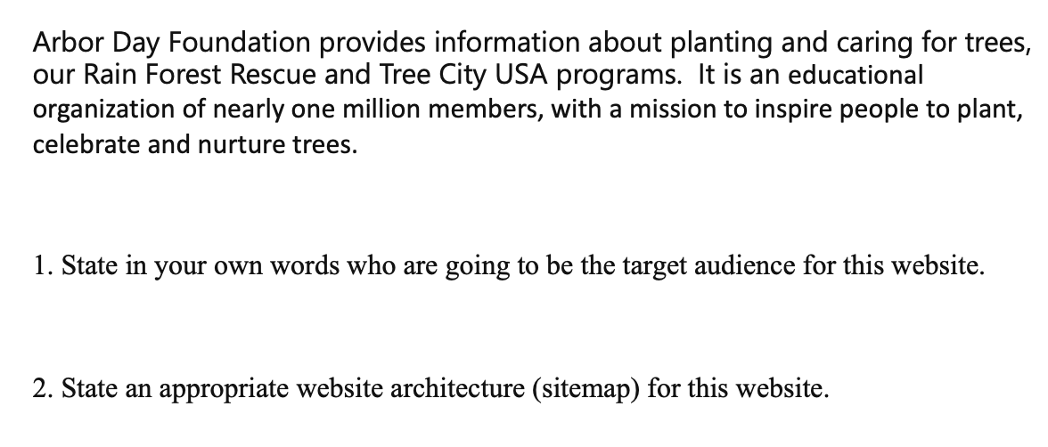 Solved Arbor Day Foundation provides information about | Chegg.com