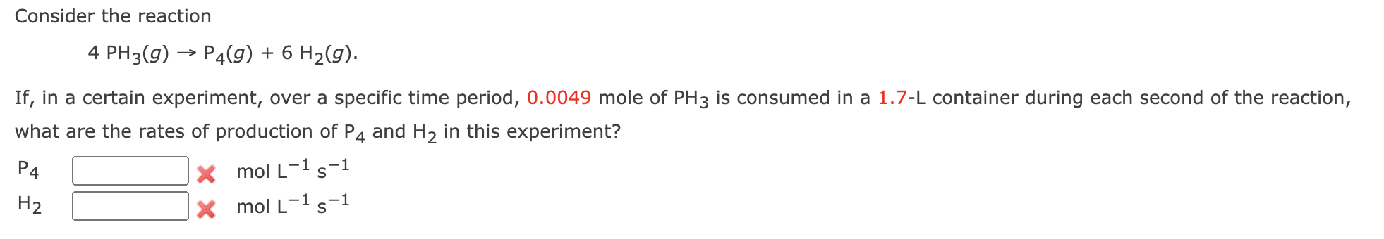 Solved Consider the reaction 4 PH3(g) → P4(g) + 6 H2(g). If, | Chegg.com
