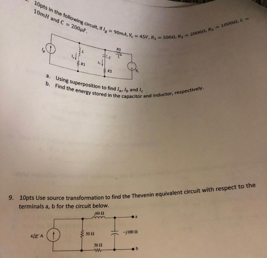 Solved . 10pts in the following circuit 10mH and C = 200uF. | Chegg.com Solved . 10pts in the following circuit 10mH and C = 200uF. | Chegg.com