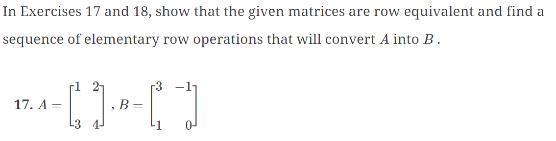Solved In Exercises 17 and 18, show that the given matrices | Chegg.com