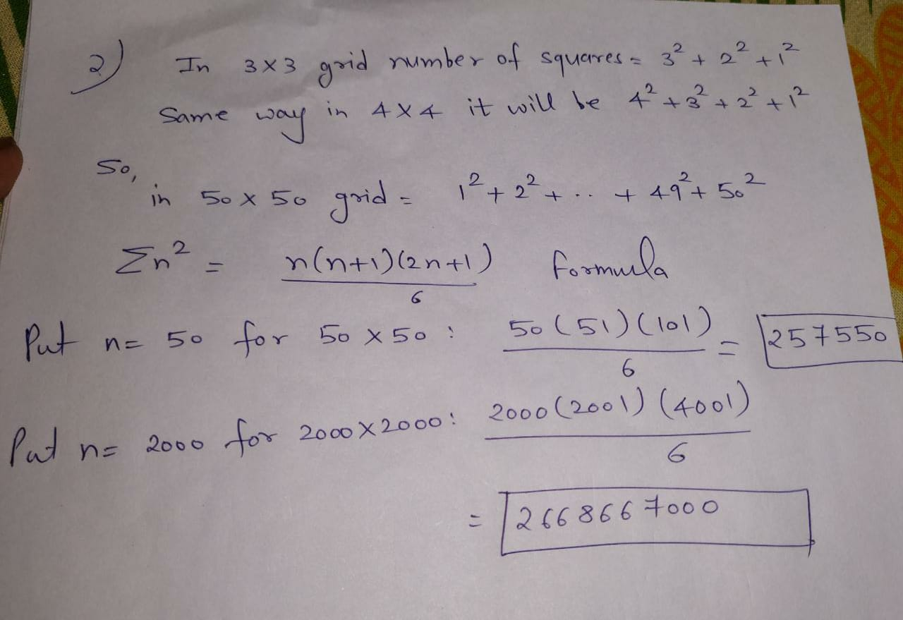 (Solved) - The question is: how many squares are in a 50 x 50 grid? A ...
