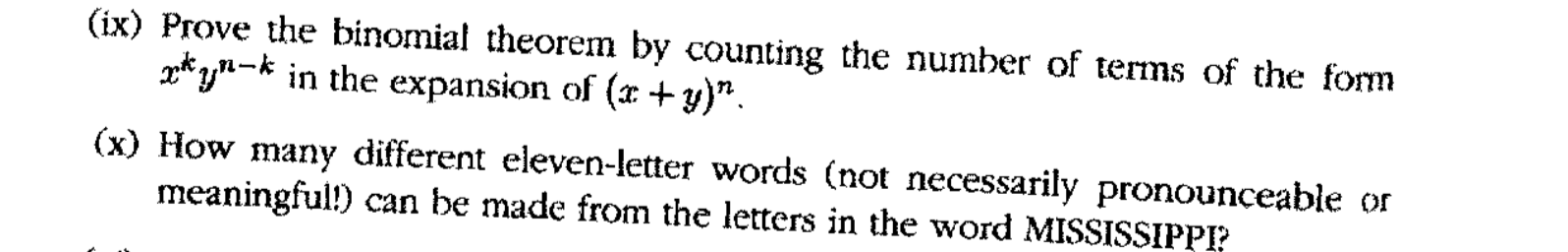 Solved (ix) Prove the binomial theorem by counting the | Chegg.com