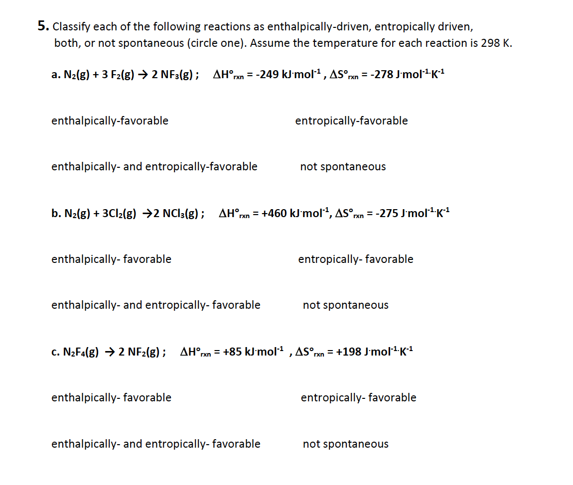 Solved 5. Classify each of the following reactions as | Chegg.com