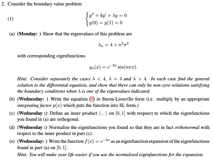 Solved Consider the boundary value | Chegg.com
