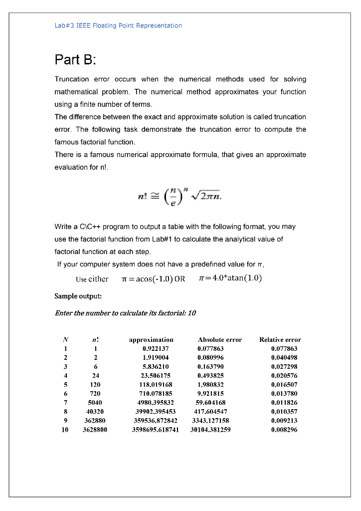 Lab#3 IEEE Floating Point Representation LAB | Chegg.com