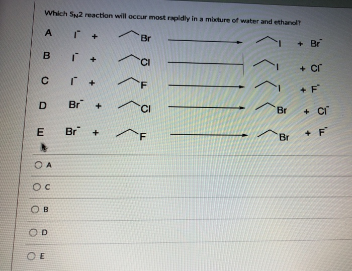 Solved Which SN2 reaction will occur most rapidly in a | Chegg.com