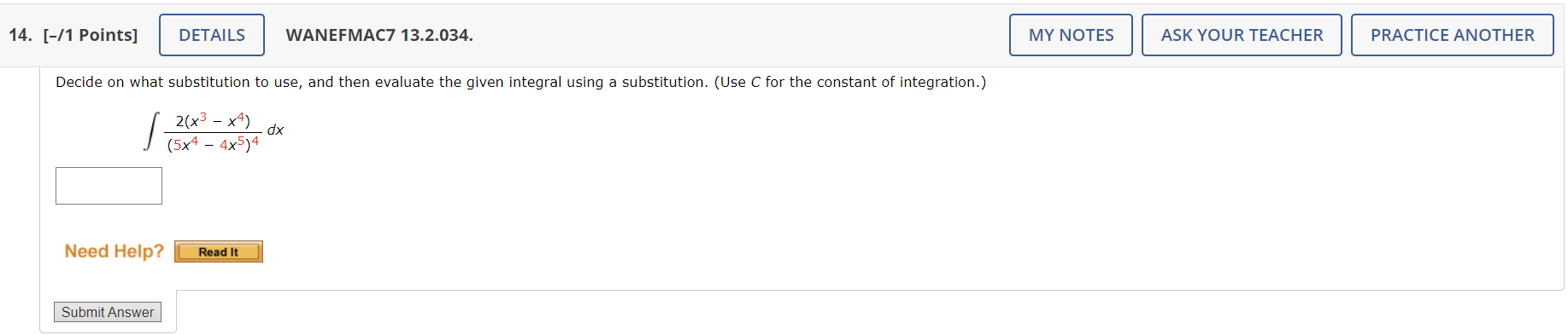 Solved ∫(5x4−4x5)42(x3−x4)dx | Chegg.com