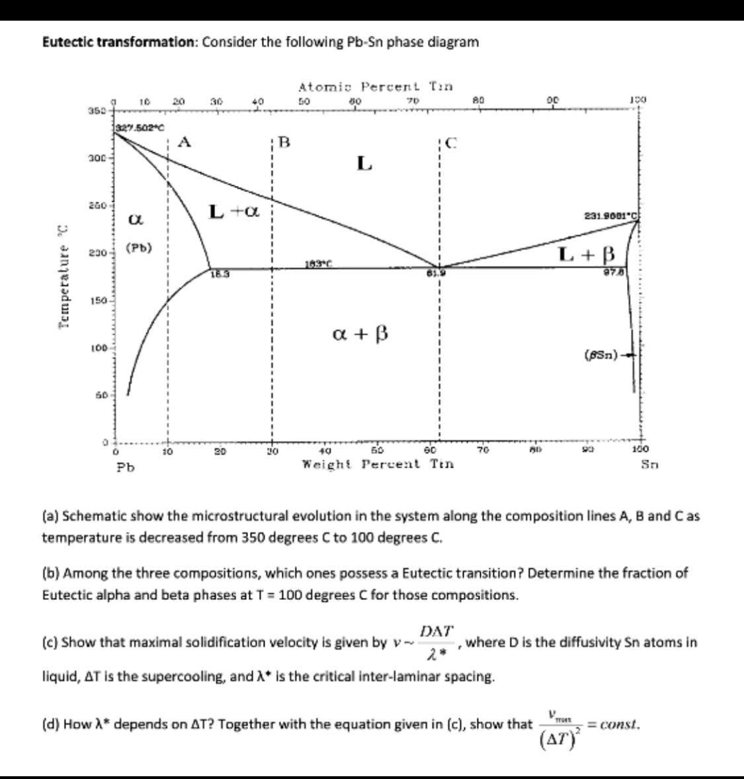 Eutectic Transformation Consider The Following Pb Sn