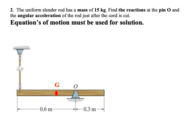 Solved 2. The uniform slender rod has a mass of 15 kg. Find | Chegg.com