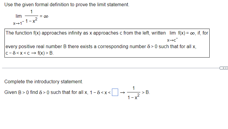 Solved Use the given formal definition to prove the limit | Chegg.com