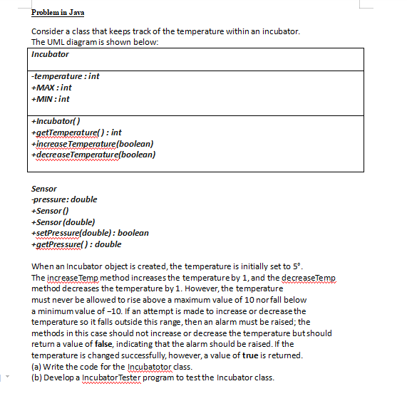 Solved Problem in Java Consider a class that keeps track of | Chegg.com