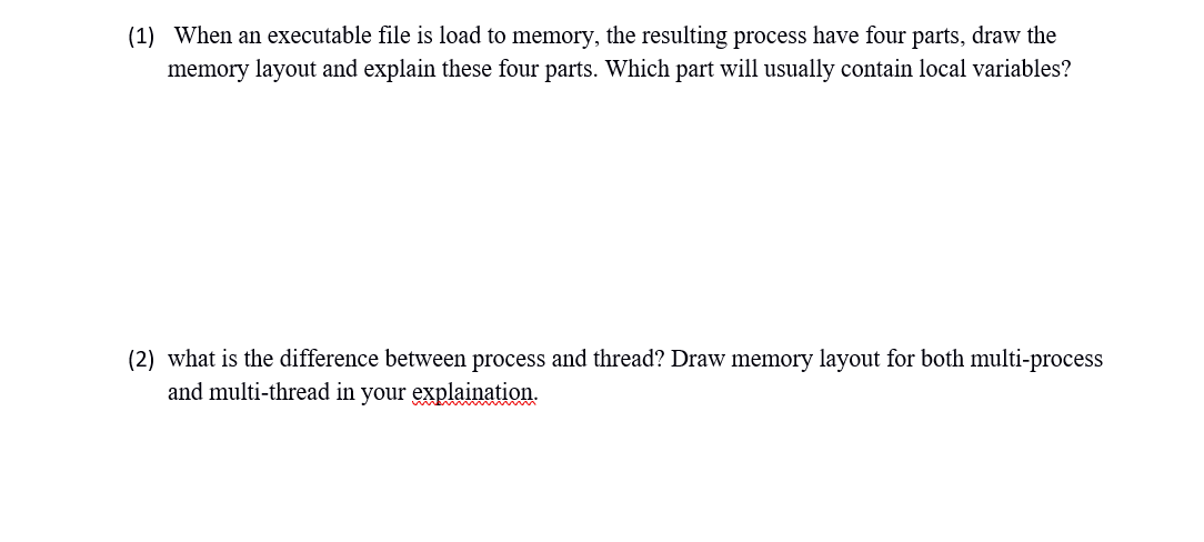 Solved (1) When an executable file is load to memory, the | Chegg.com
