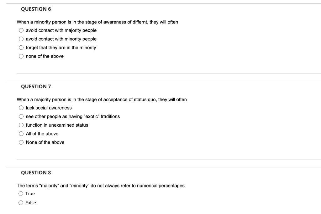When a minority person is in the stage of awareness | Chegg.com