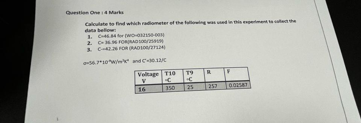 Solved Question One : 4 ﻿MarksCalculate to find which | Chegg.com