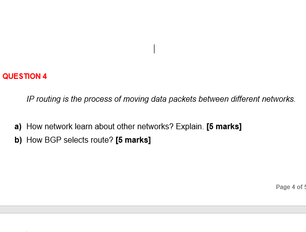 Solved IP routing is the process of moving data packets | Chegg.com