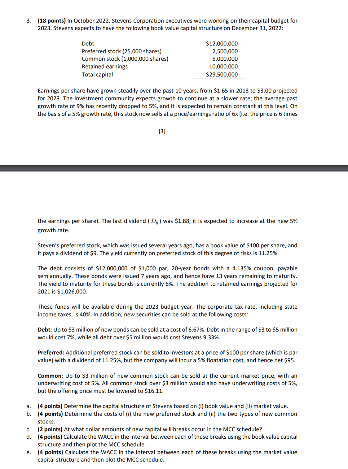 Solved 3. (18 points) In October 2022, Stevens Corporation | Chegg.com