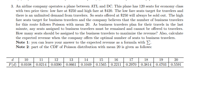 Solved 3. An airline company operates a plane between ATL | Chegg.com