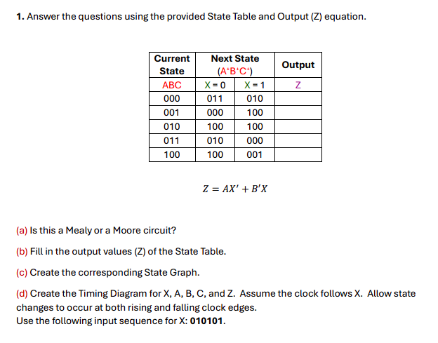 Solved 1. ﻿Answer the questions using the provided State | Chegg.com