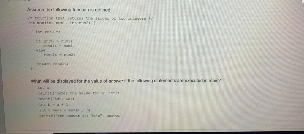 Solved Assume the following function is defined: /* | Chegg.com