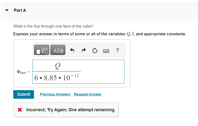 Solved Part AWhat is the flux through one face of the | Chegg.com