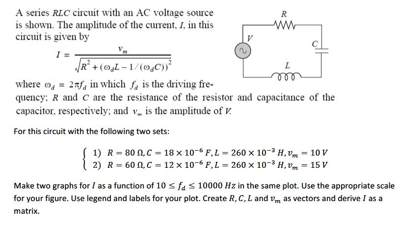 Solved A series RLC circuit with an AC voltage source is | Chegg.com