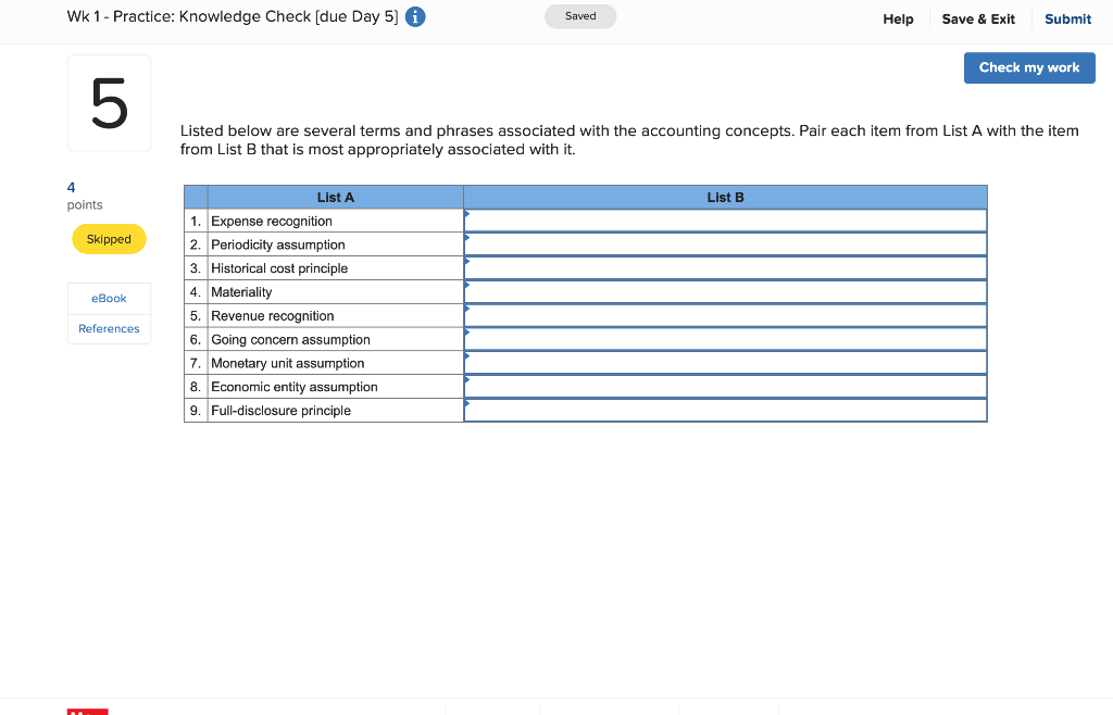 Wk 1 - Practice: Knowledge Check (due Day 5) i Saved | Chegg.com