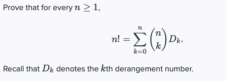Solved Prove that for every n > 1, n! = Σ(1)». Recall that | Chegg.com