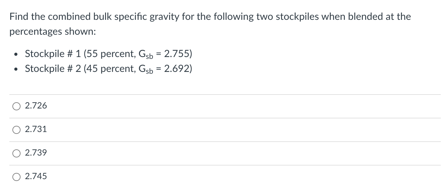 Solved Find the combined bulk specific gravity for the | Chegg.com