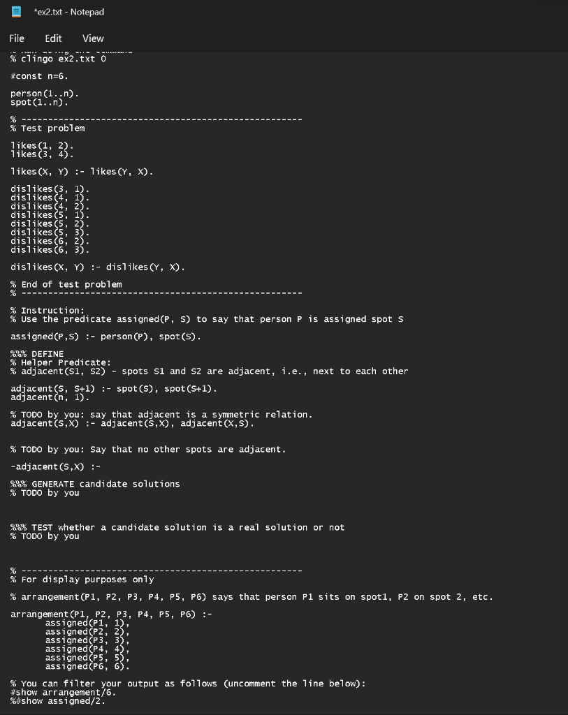 Solved *Need to be coded in ASP using Running clingo | Chegg.com
