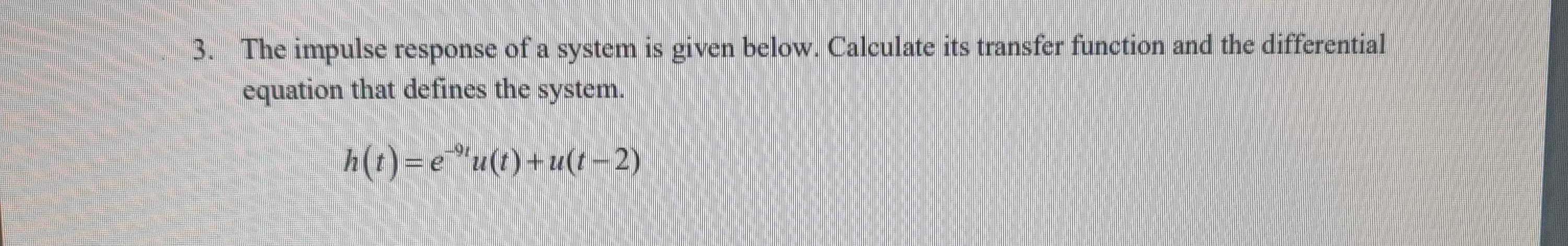 Solved The impulse response of a system is given below. | Chegg.com