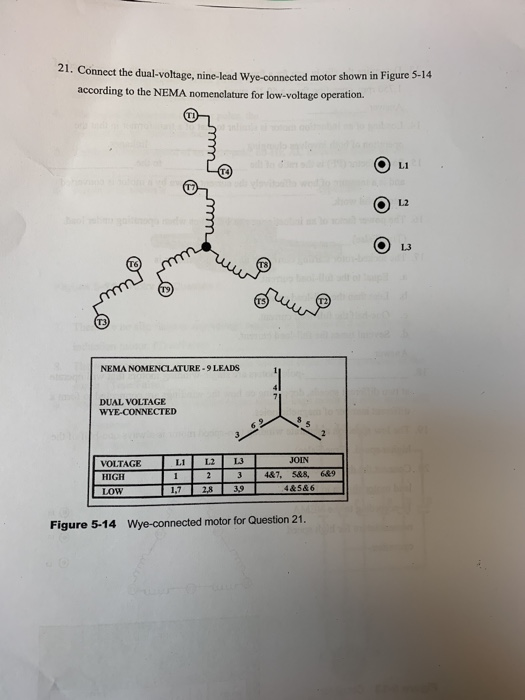 Solved 21. Connect the dual-voltage, nine-lead Wye-connected | Chegg.com