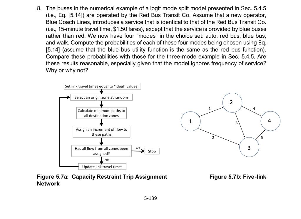 Solved 8. The buses in the numerical example of a logit mode | Chegg.com