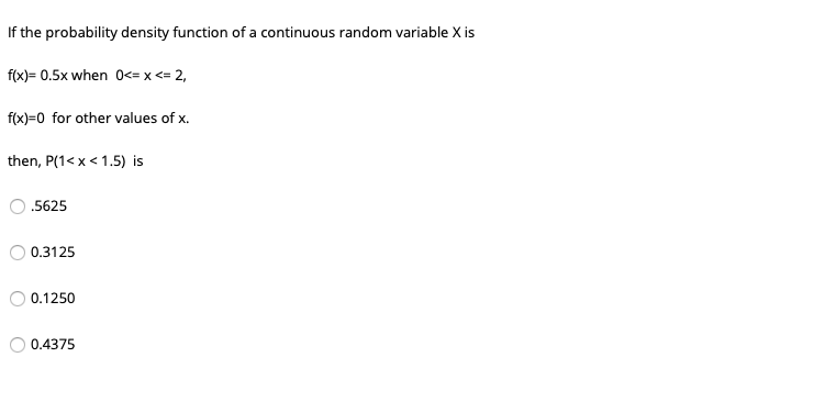 Solved If the probability density function of a continuous | Chegg.com