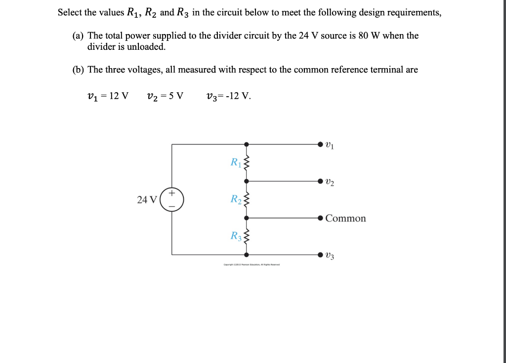 Solved Select the values R1, R2 and R3 in the circuit below | Chegg.com