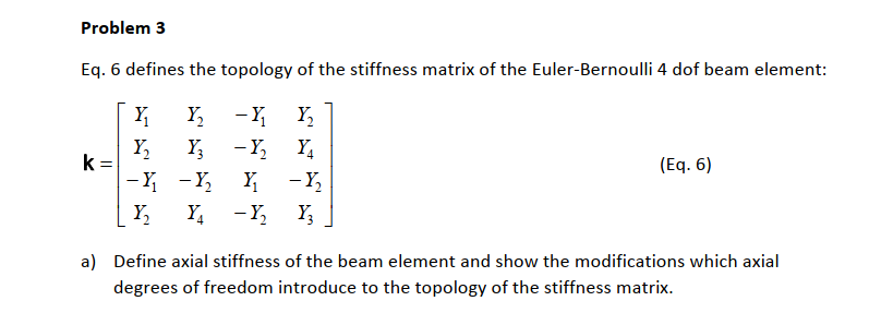 Solved Eq. 6 defines the topology of the stiffness matrix of | Chegg.com