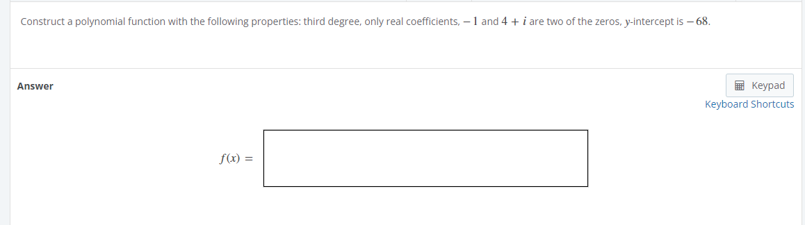 Solved Construct a polynomial function with the following | Chegg.com