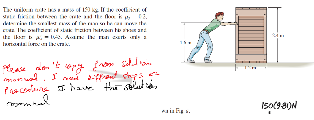 Solved The uniform crate has a mass of 150 kg. If the | Chegg.com