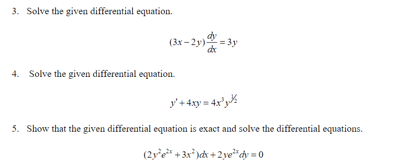 Solved 3. Solve the given differential equation. | Chegg.com