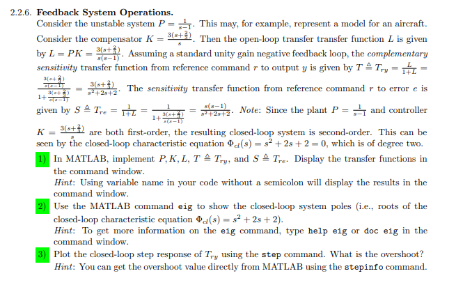Solved Feedback System Operations. Consider the unstable | Chegg.com