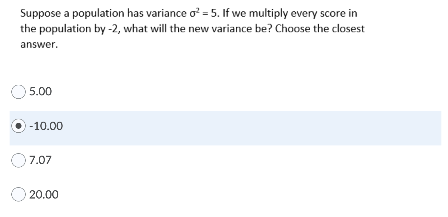 Solved Suppose a population has variance o2 = 5. If we | Chegg.com