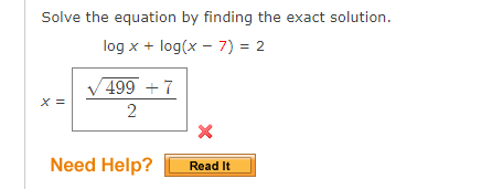 Solved Solve the equation by finding the exact solution. | Chegg.com