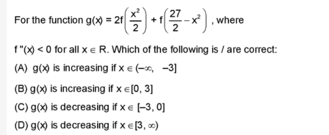 Solved For the function g(x)=2f(2x2)+f(227−x2), where | Chegg.com
