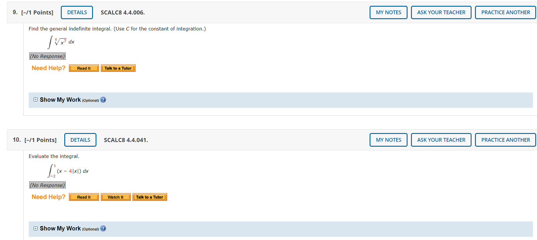 Solved 9. [-11 Points] DETAILS SCALC8 4.4.006. MY NOTES ASK | Chegg.com