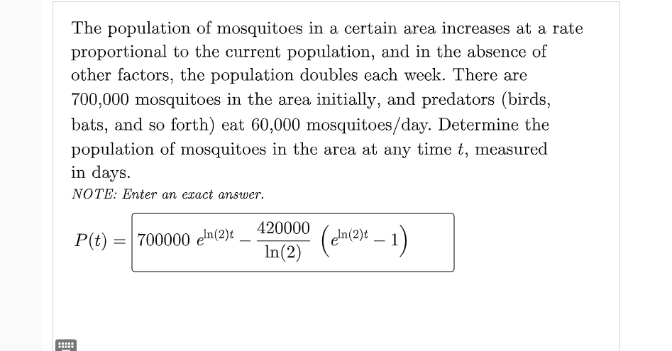 Solved The population of mosquitoes in a certain area | Chegg.com