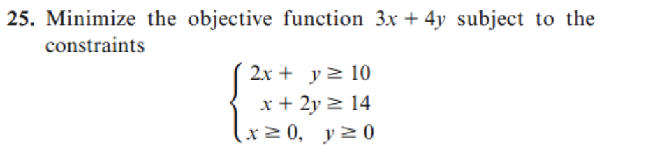 Solved 25 Minimize The Objective Function 3x 4y Subject To