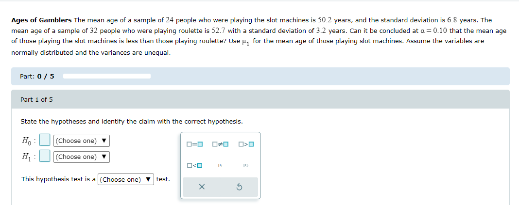 Solved Ages of Gamblers The mean age of a sample of 24 | Chegg.com