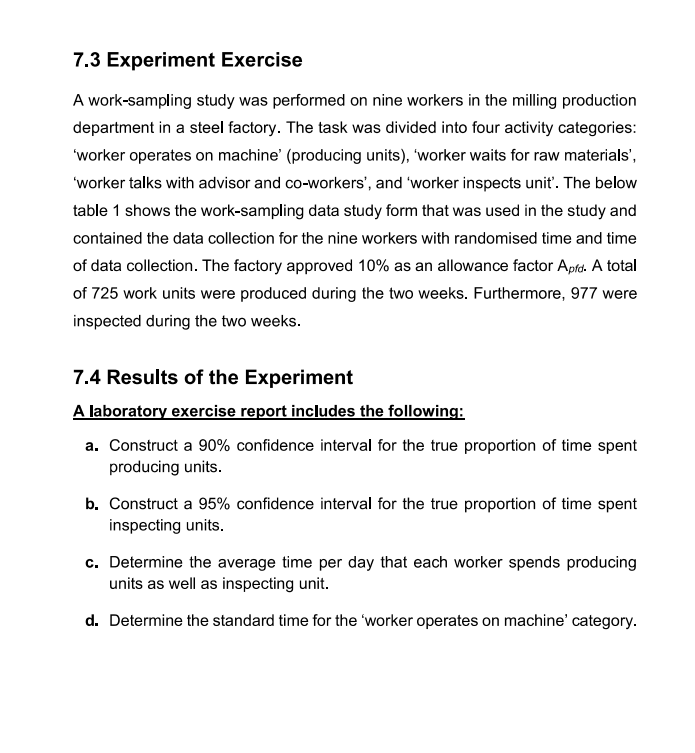 Table 1: Work Sampling Data Form for the Study Date: | Chegg.com