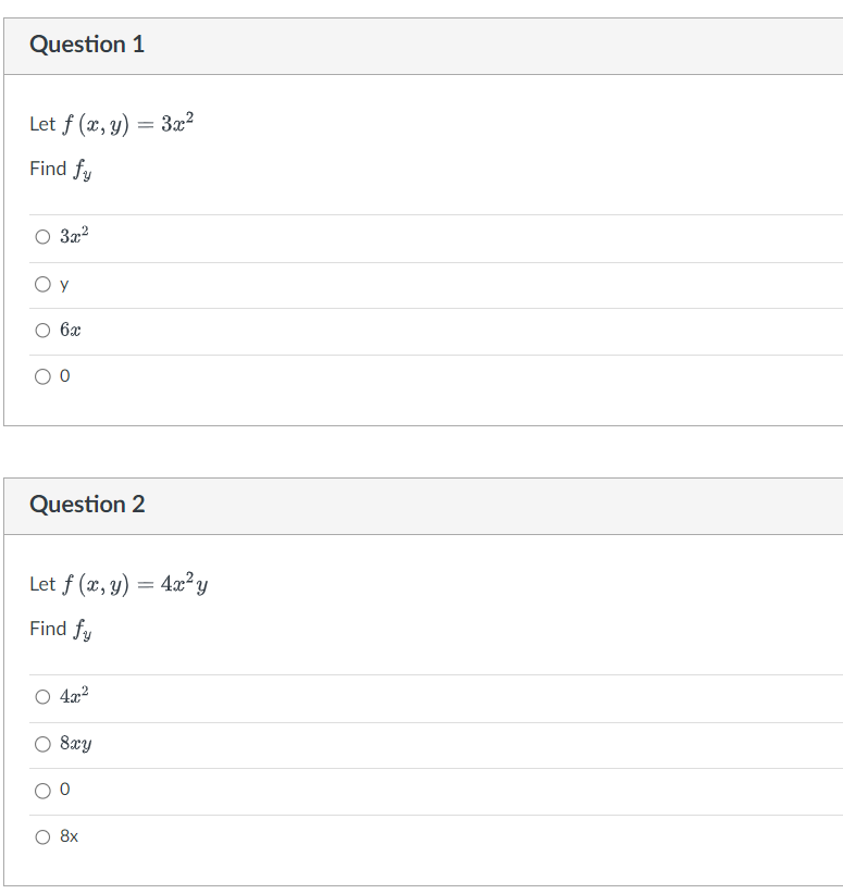 Solved Let F X Y 3x2 Find Fy 3x2 Y 6x 0 Question 2 Let