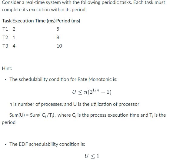 Solved a.)Determine if the given set of tasks can be | Chegg.com